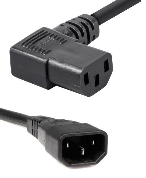 Right-angled IEC Cable, C13 - C14, 2m | NSSE